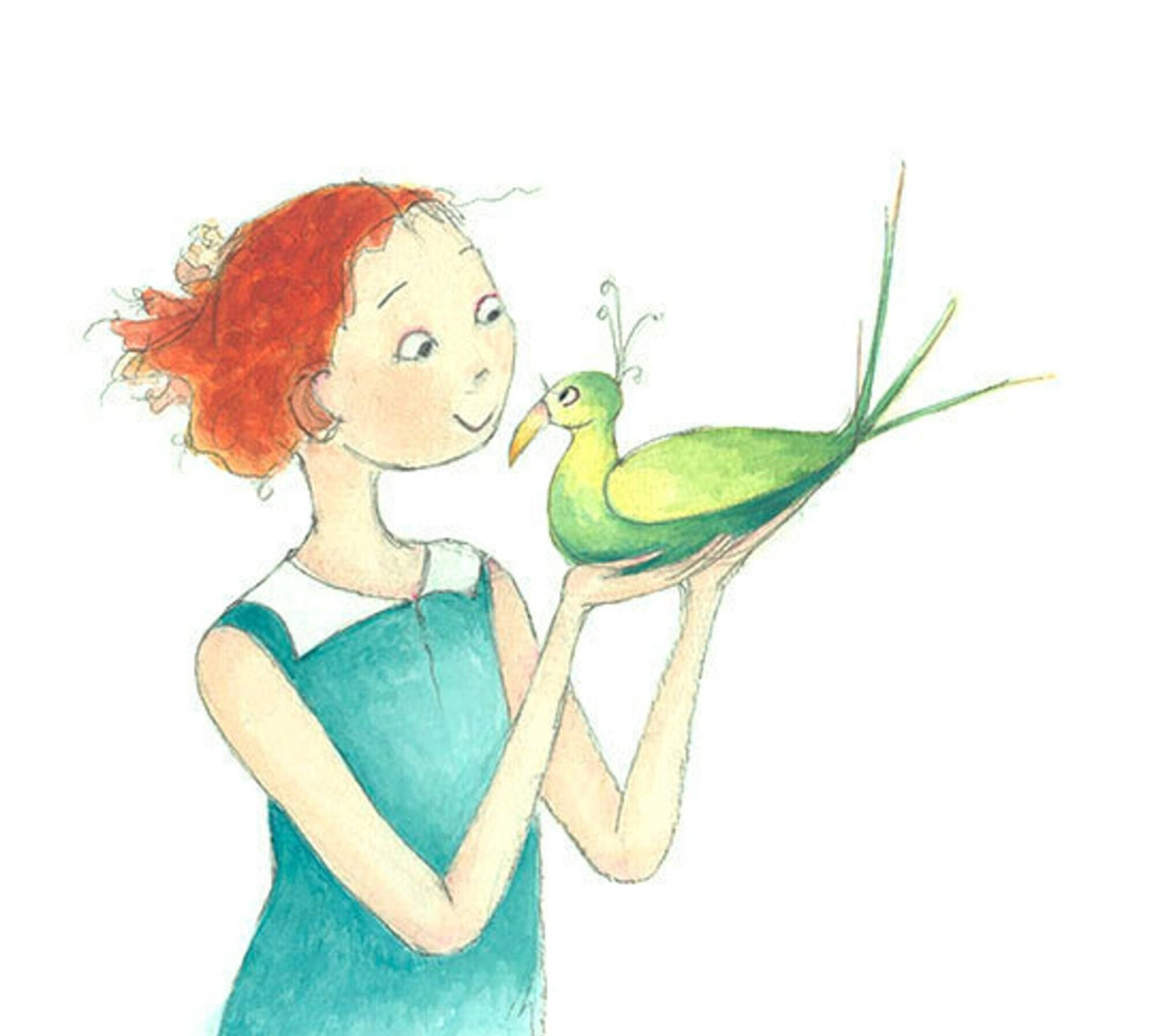 Girl Bird Art-8x10 Print of Original Illustration-watercolor-painting ...