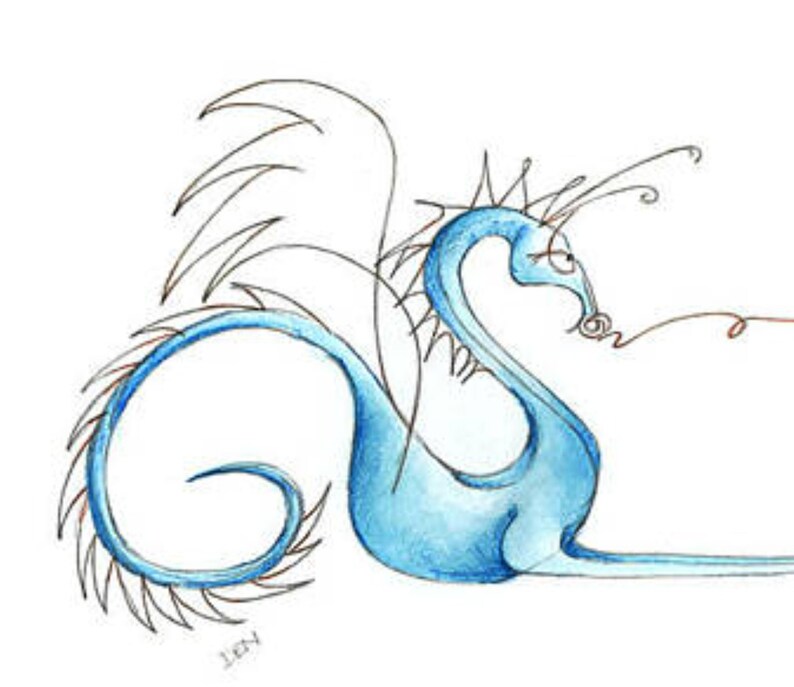 Dragon and Pixie Fairy Art-prints (8"x10")-set of 2 -green Blue Dragons ...