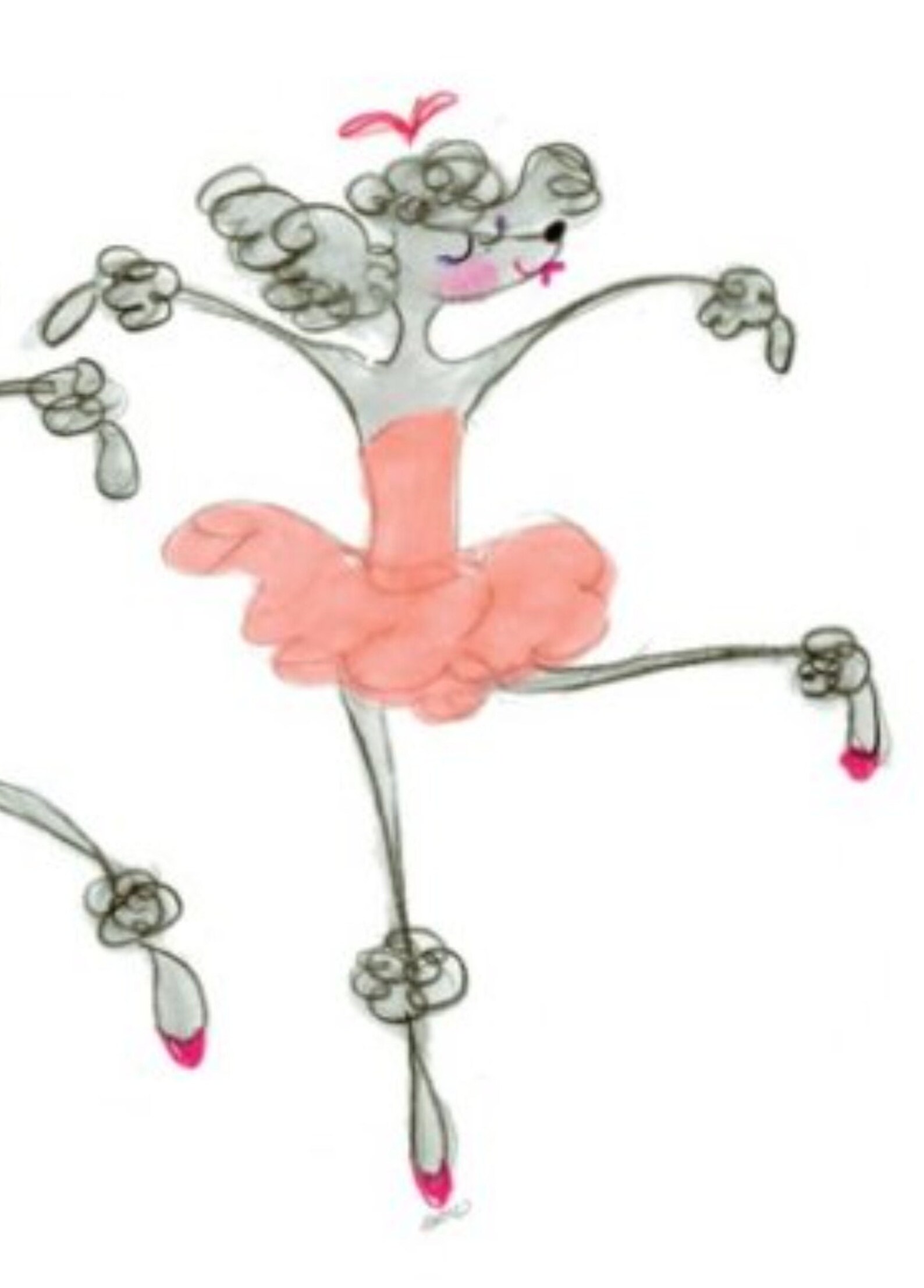 Poodle Dog Art-8x10 Print-illustration-drawing-2 Grey Poodle Ballerinas ...