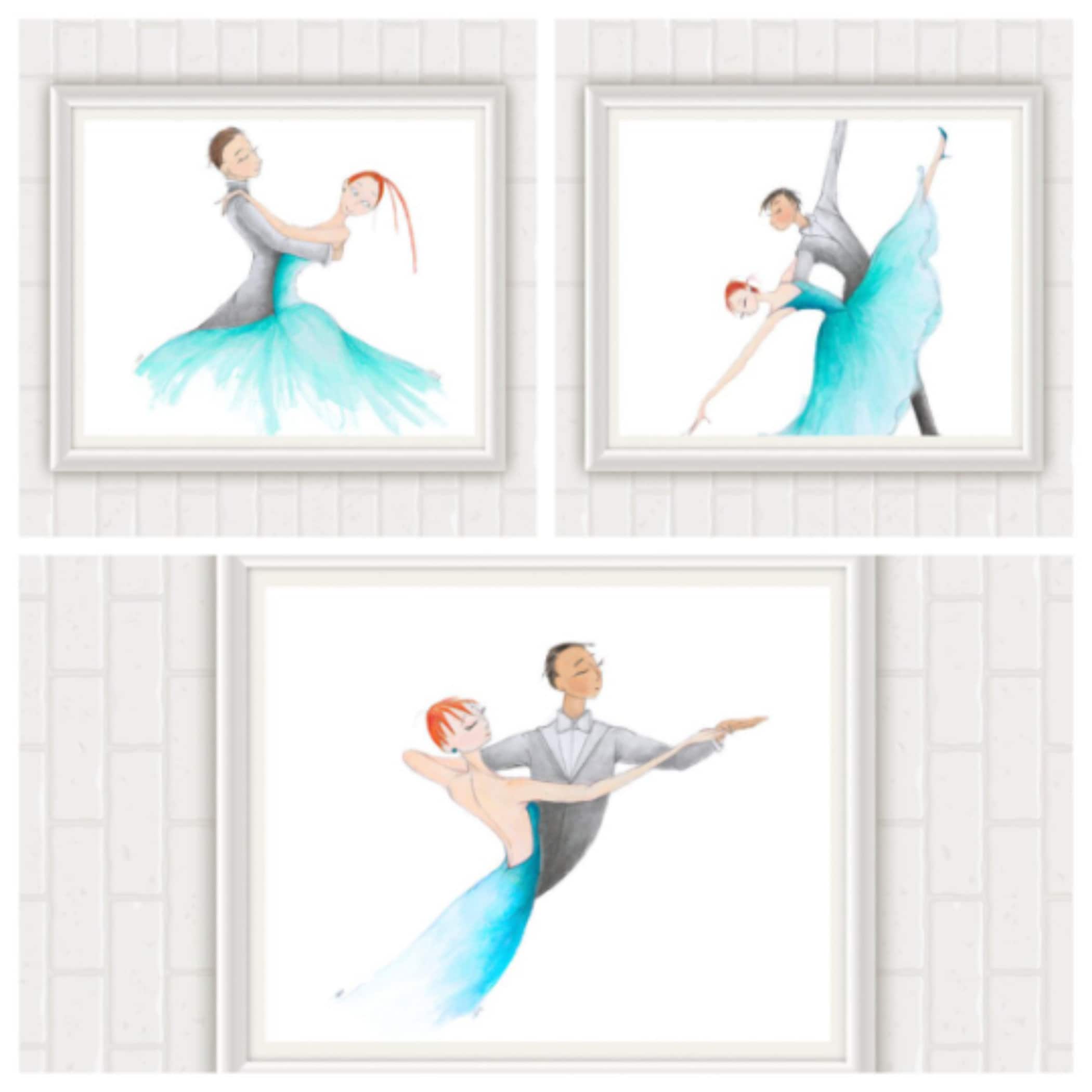 Ballroom Dance Art-set of 3 Prints 8"x10"-waltz Tango Fox-trot-rumba ...