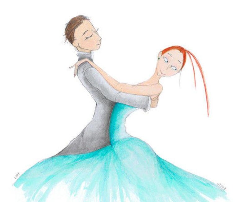 Ballroom Dance Art-8x10 Print of Original Illustration-2 Dancers Man ...