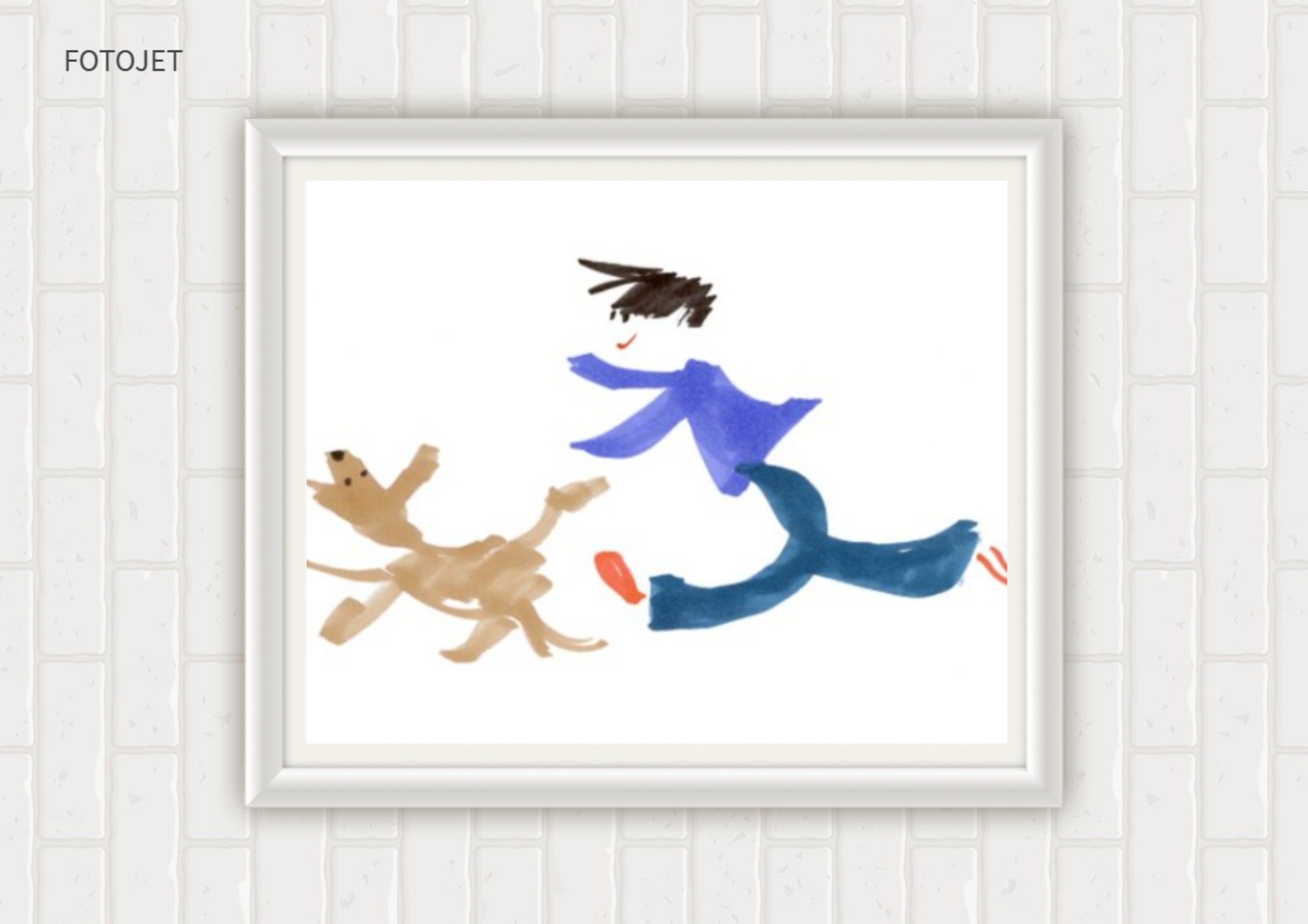 Boy & Dog Art-8"x10" Print-illustration-drawing-boy-black Hair-brown ...