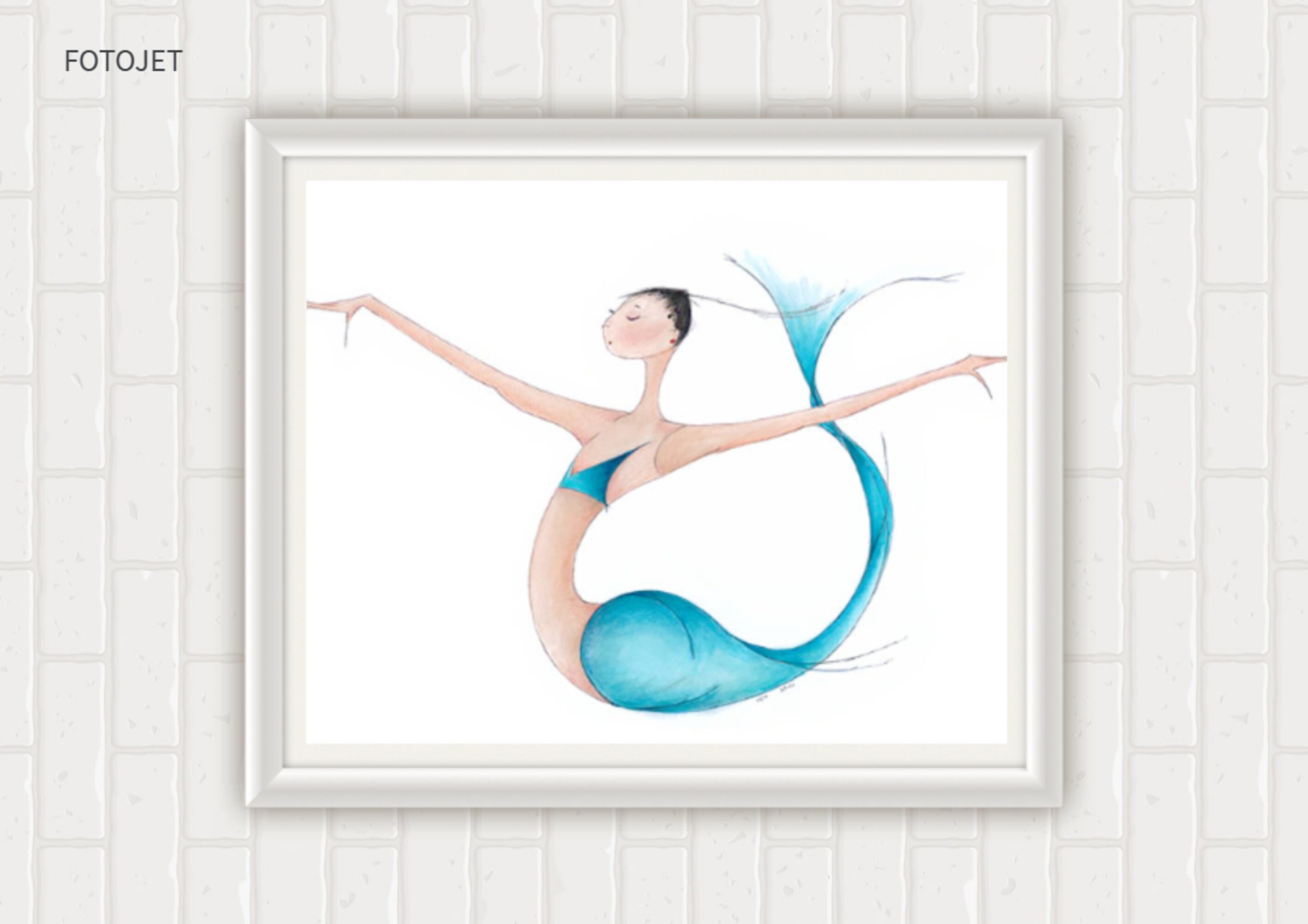 Mermaid Art-8x10giclee Print of Original Illustration-blue/aqua Mermaid ...