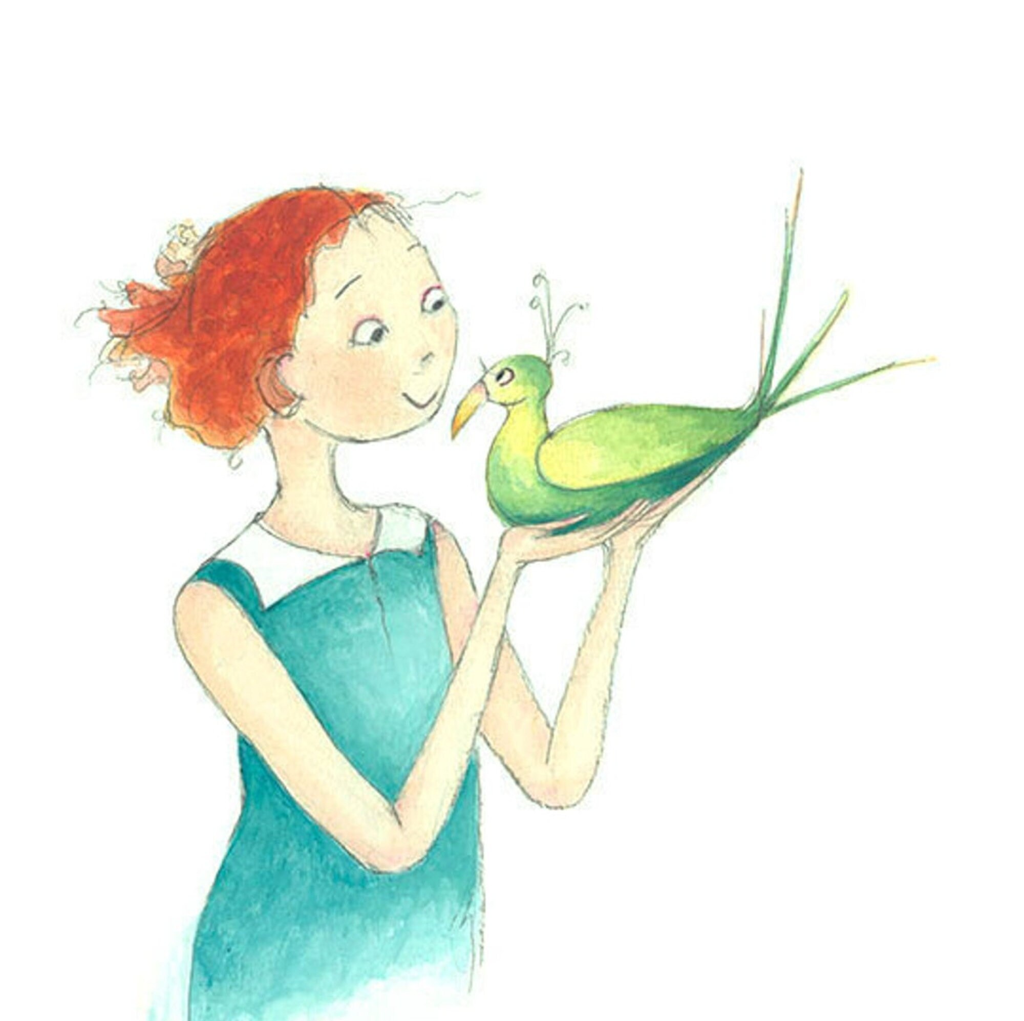 Girl Bird Art-8"x10" Print of Original Illustration-watercolor-painting ...