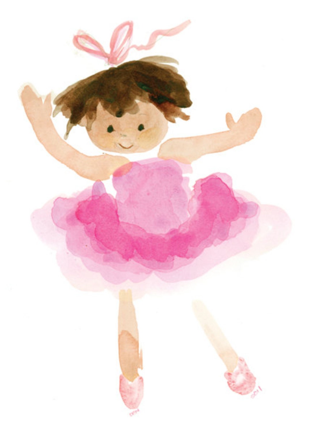 Ballet Dance Art-8"x10" Print-girl Child Toddler-ballerina Dancer-brown ...