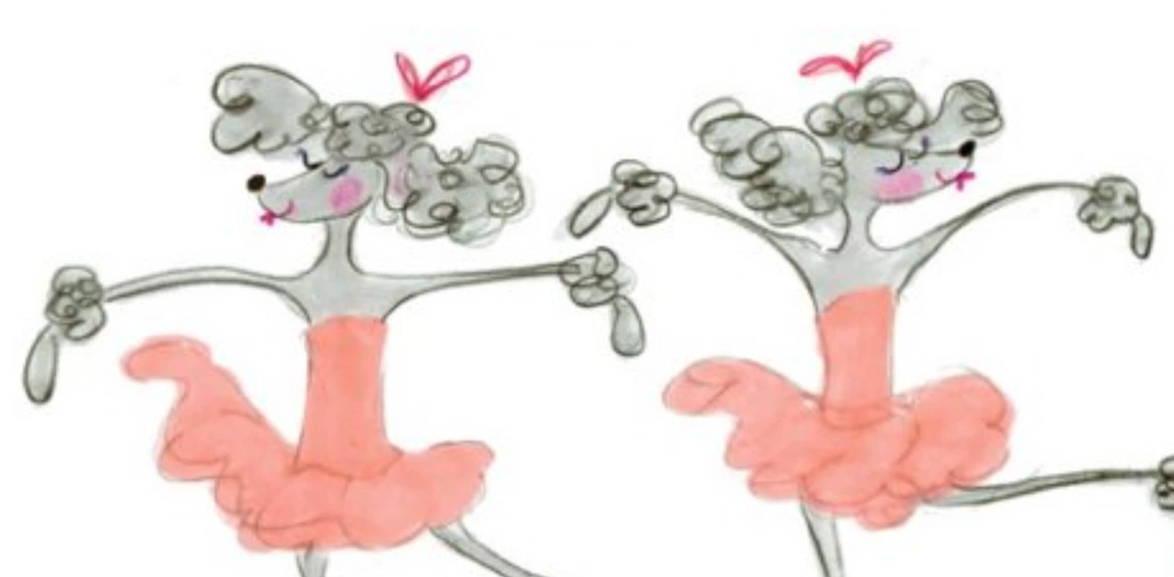 Poodle Dog Art-8x10 Print-illustration-drawing-2 Grey Poodle Ballerinas ...