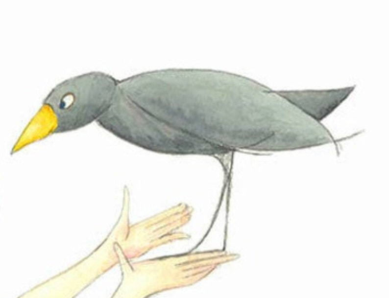 Girl Bird Art-8x10 Print-sing a Song of Sixpence-maid Child-blackbird ...