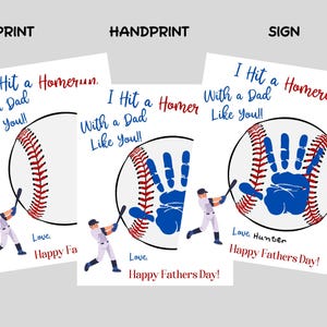 Fathers Day Baseball Handprint, Baseball Handprint Craft, Baseball Dad ...
