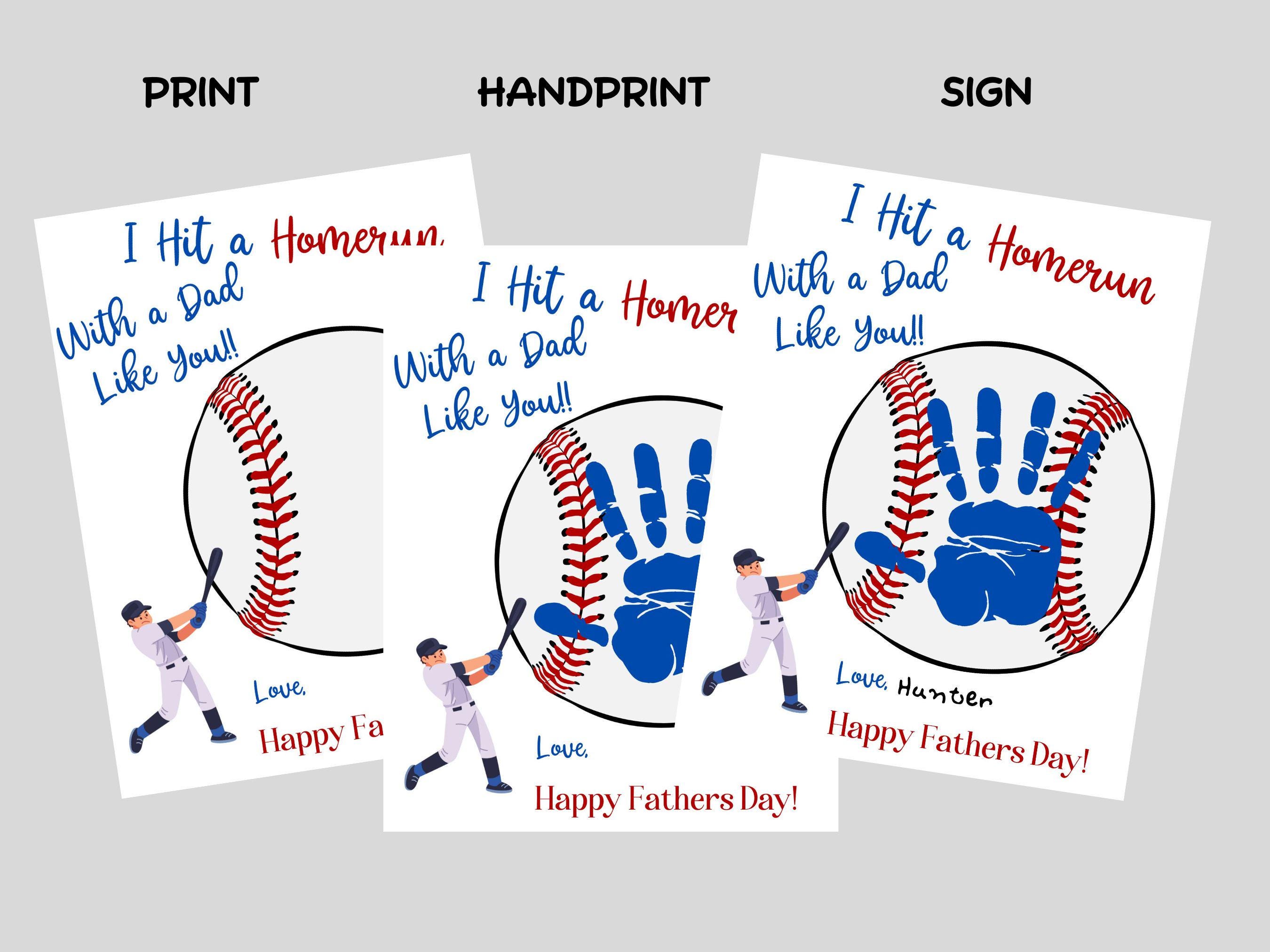 Fathers Day Baseball Handprint, Baseball Handprint Craft, Baseball Dad ...