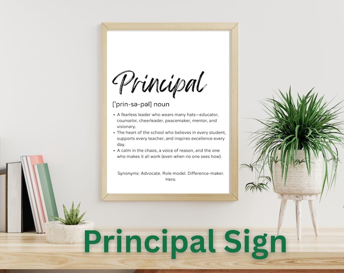 Principal Gift, Principal Printable Sign, Editable School Principal ...