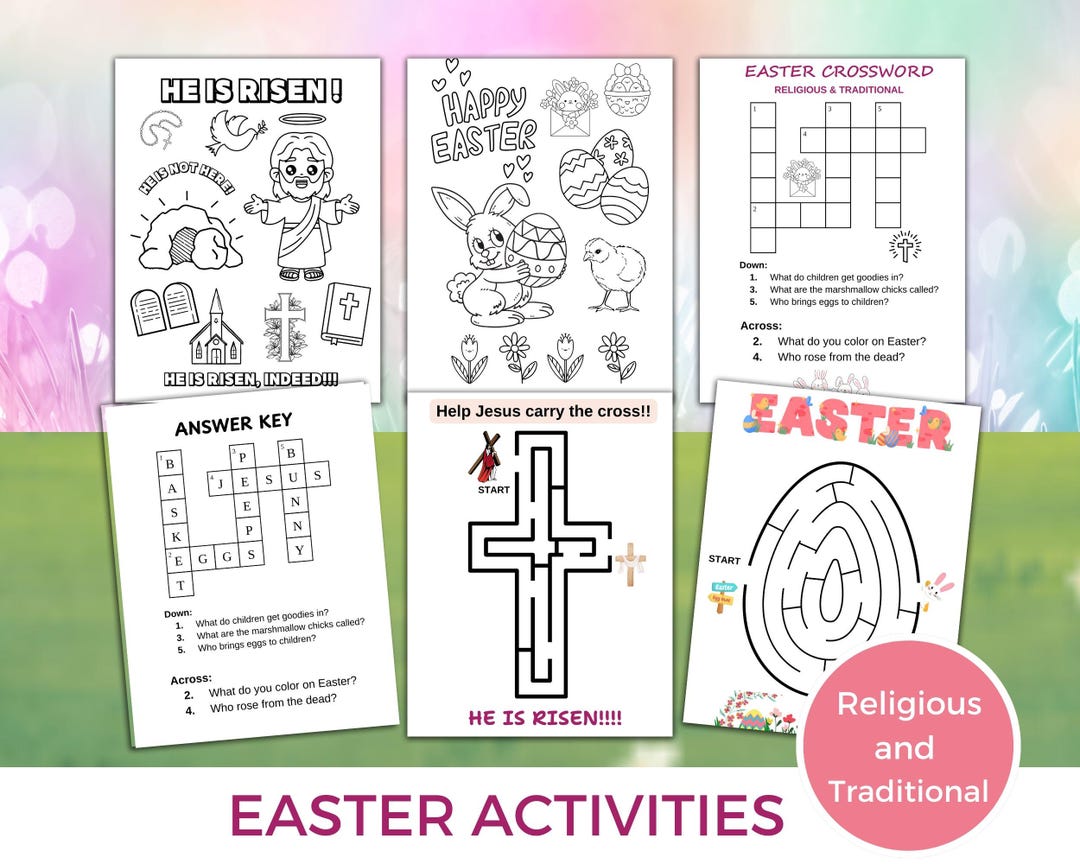 Easter Kids Activity Pages, Coloring Page, Crossword , Easter Puzzle ...