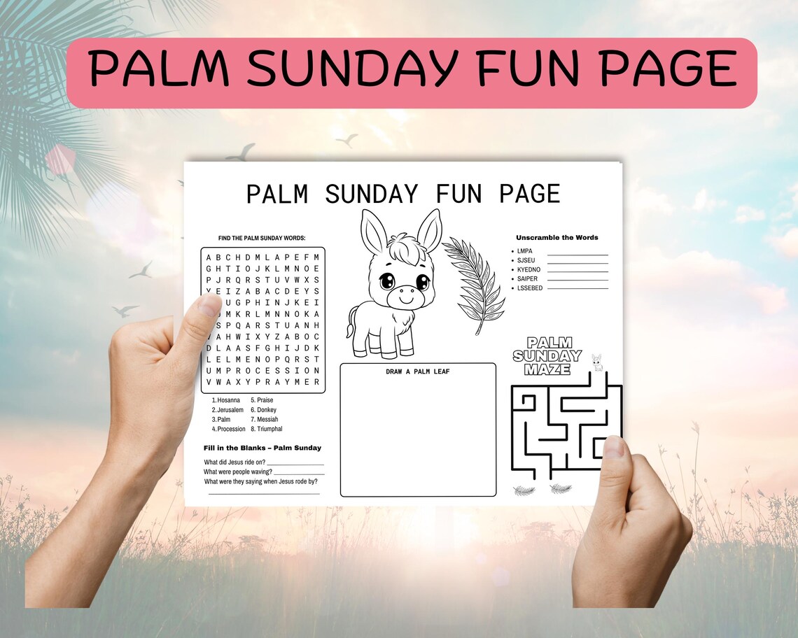 Palm Sunday Fun Page Activity Sheet for Palm Sunday Holy Week Fun ...
