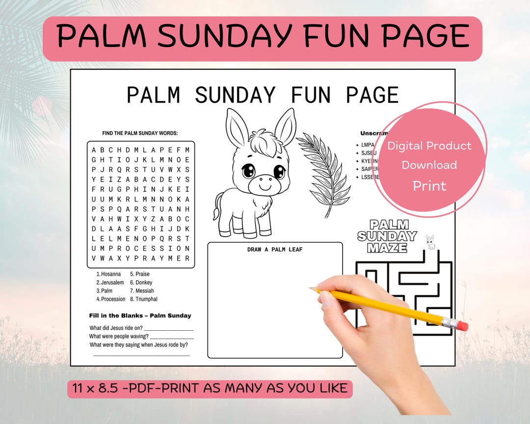 Palm Sunday Fun Page Activity Sheet for Palm Sunday Holy Week Fun ...