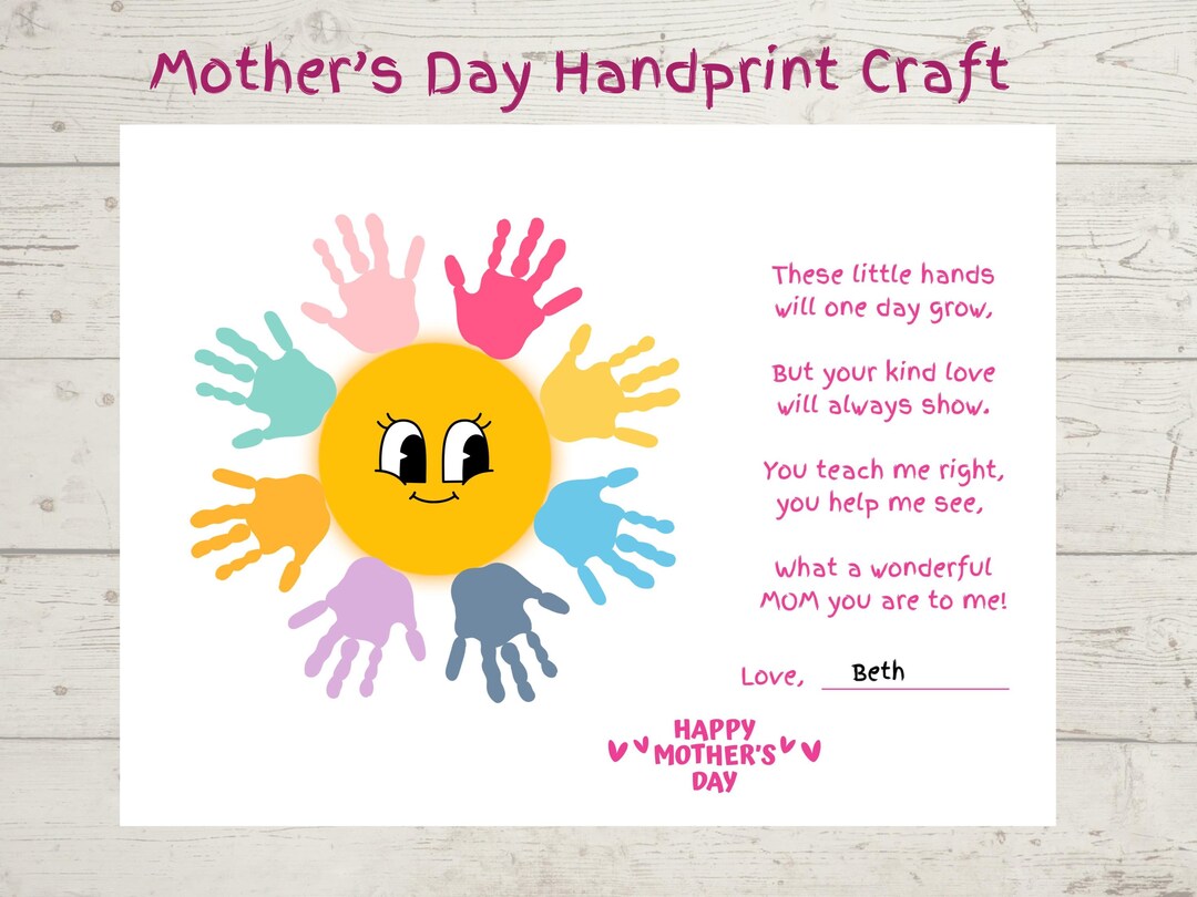 Mothers Day Sunshine Handprint Craft, Handprint Art, Sunday School ...