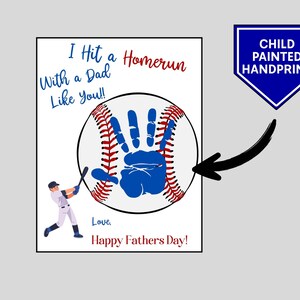 Fathers Day Baseball Handprint, Baseball Handprint Craft, Baseball Dad ...