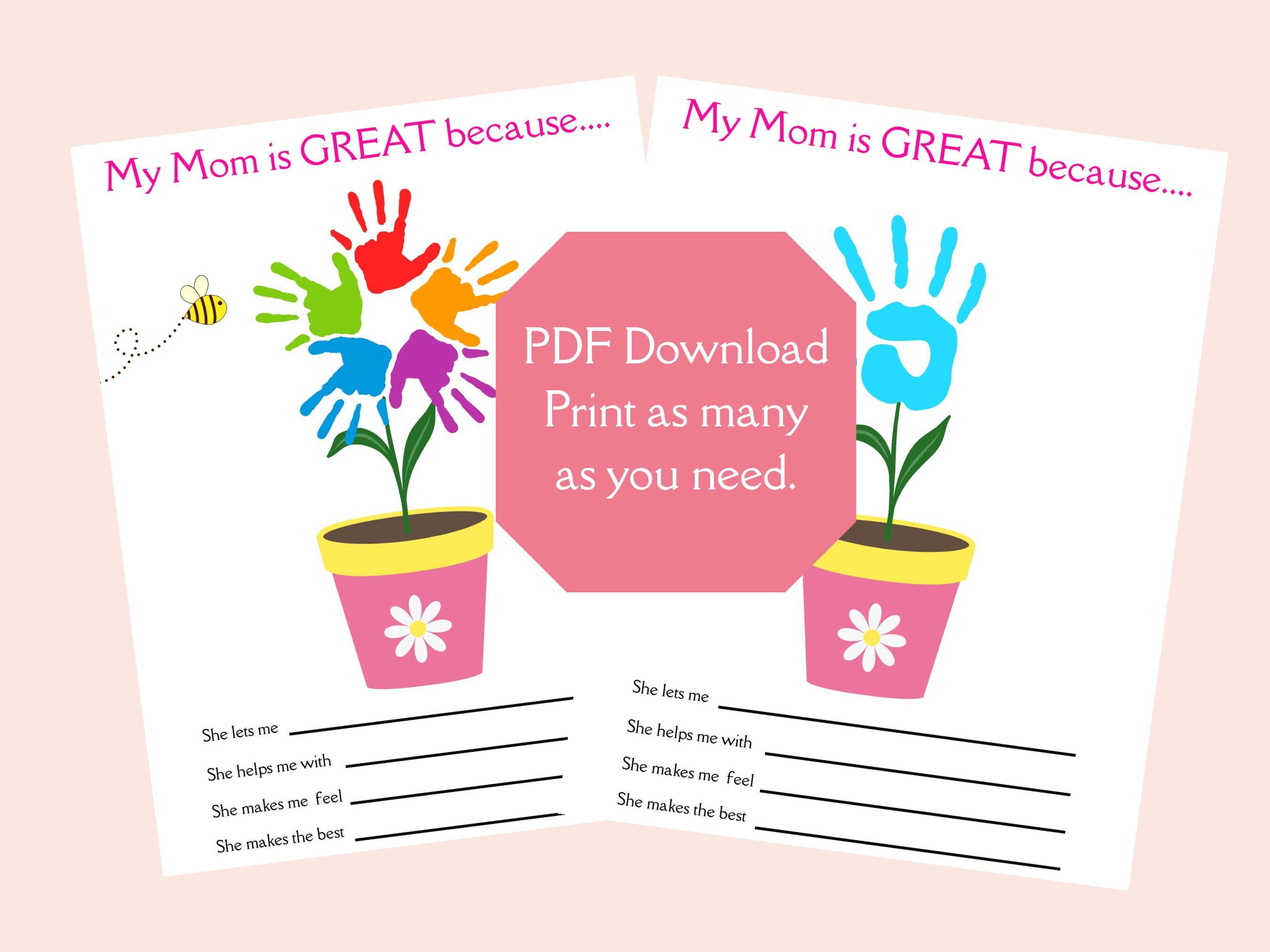 Mothers Day Child Handprint, Mothers Day Keepsake, Handprint Flower ...