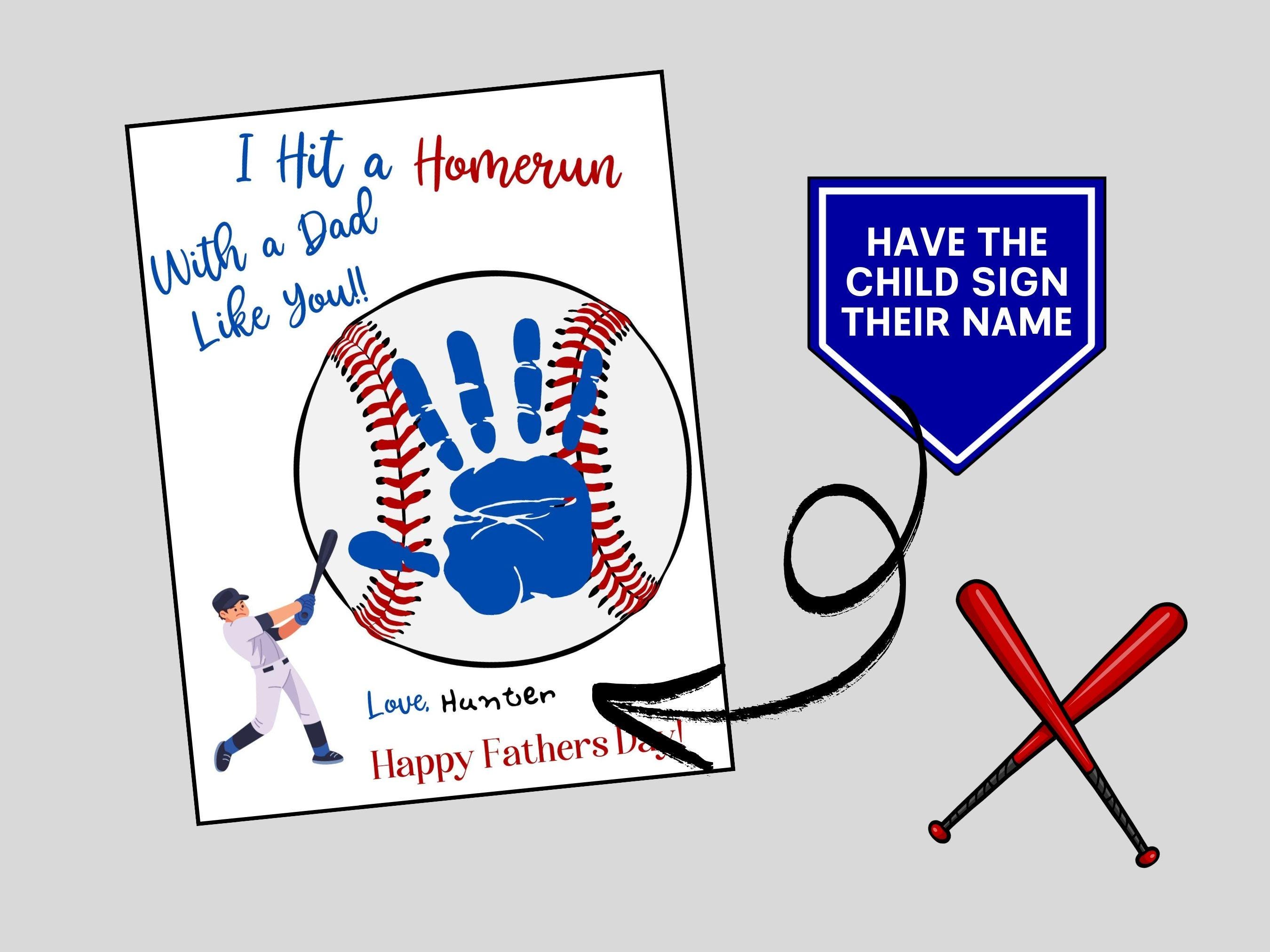 Fathers Day Baseball Handprint, Baseball Handprint Craft, Baseball Dad ...