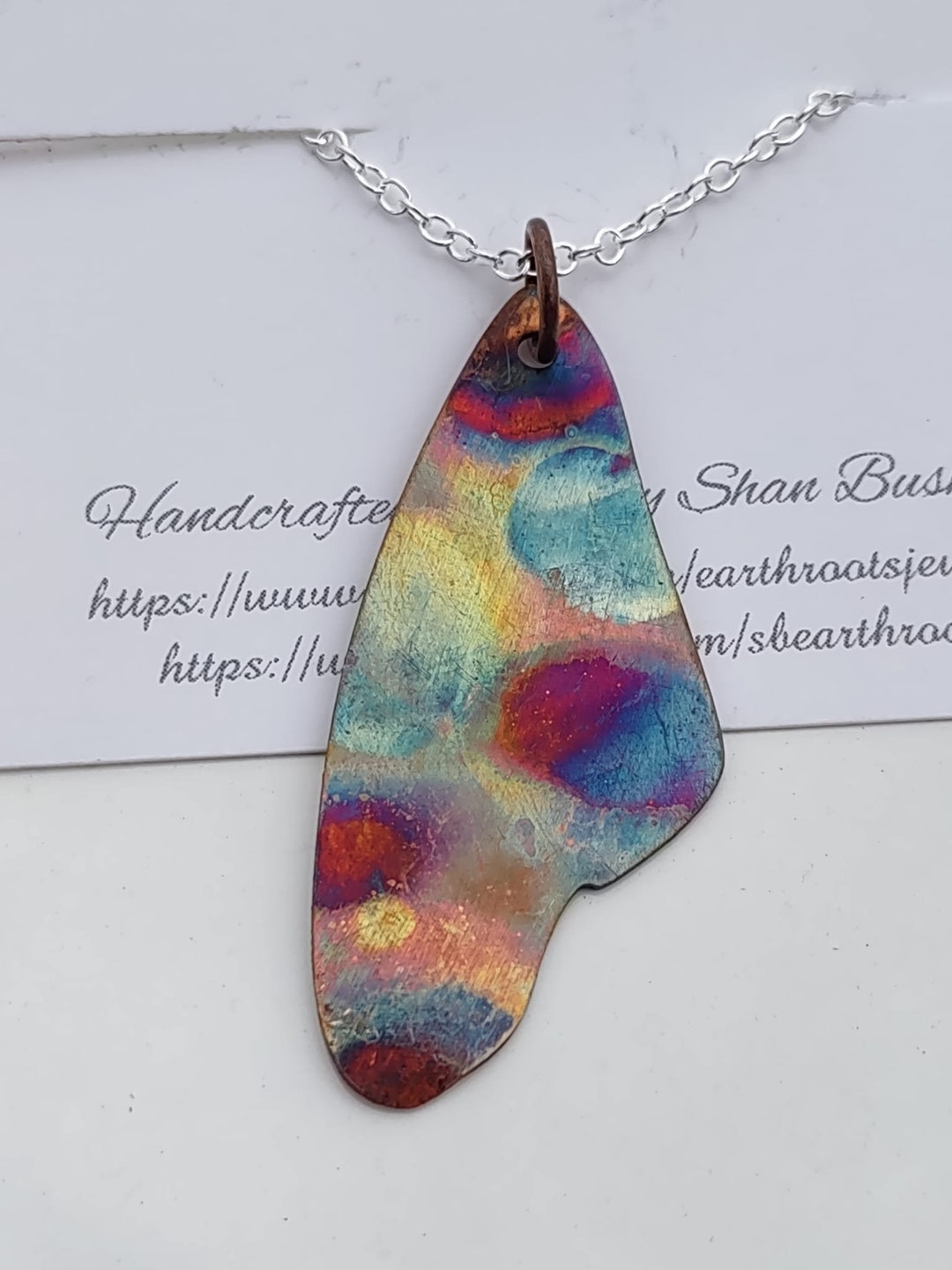 Firepainted Copper Angel Wing Pendant Necklace - Etsy