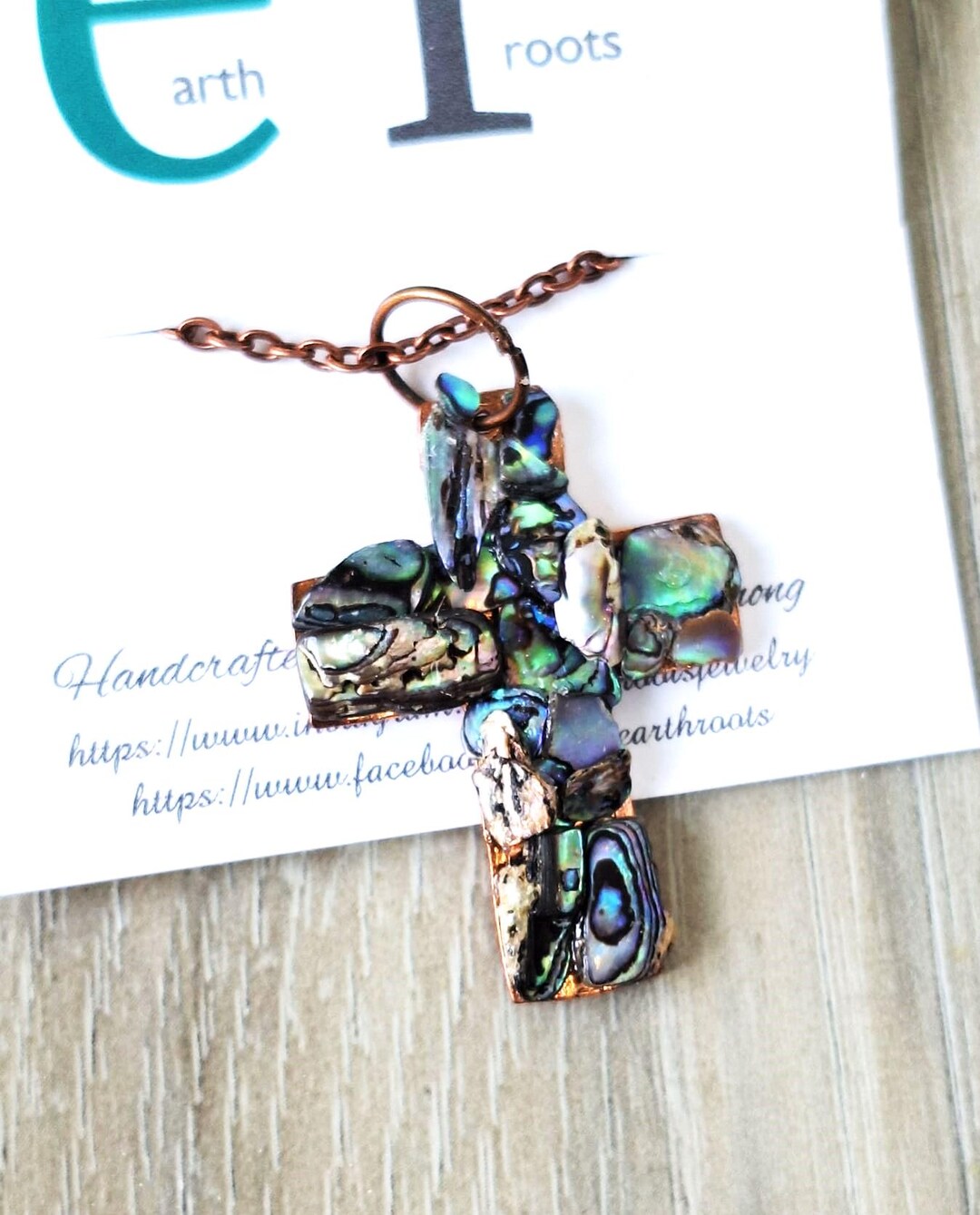 Copper and Abalone Shell Cross Pendant Necklace//cross Jewelry//cross ...