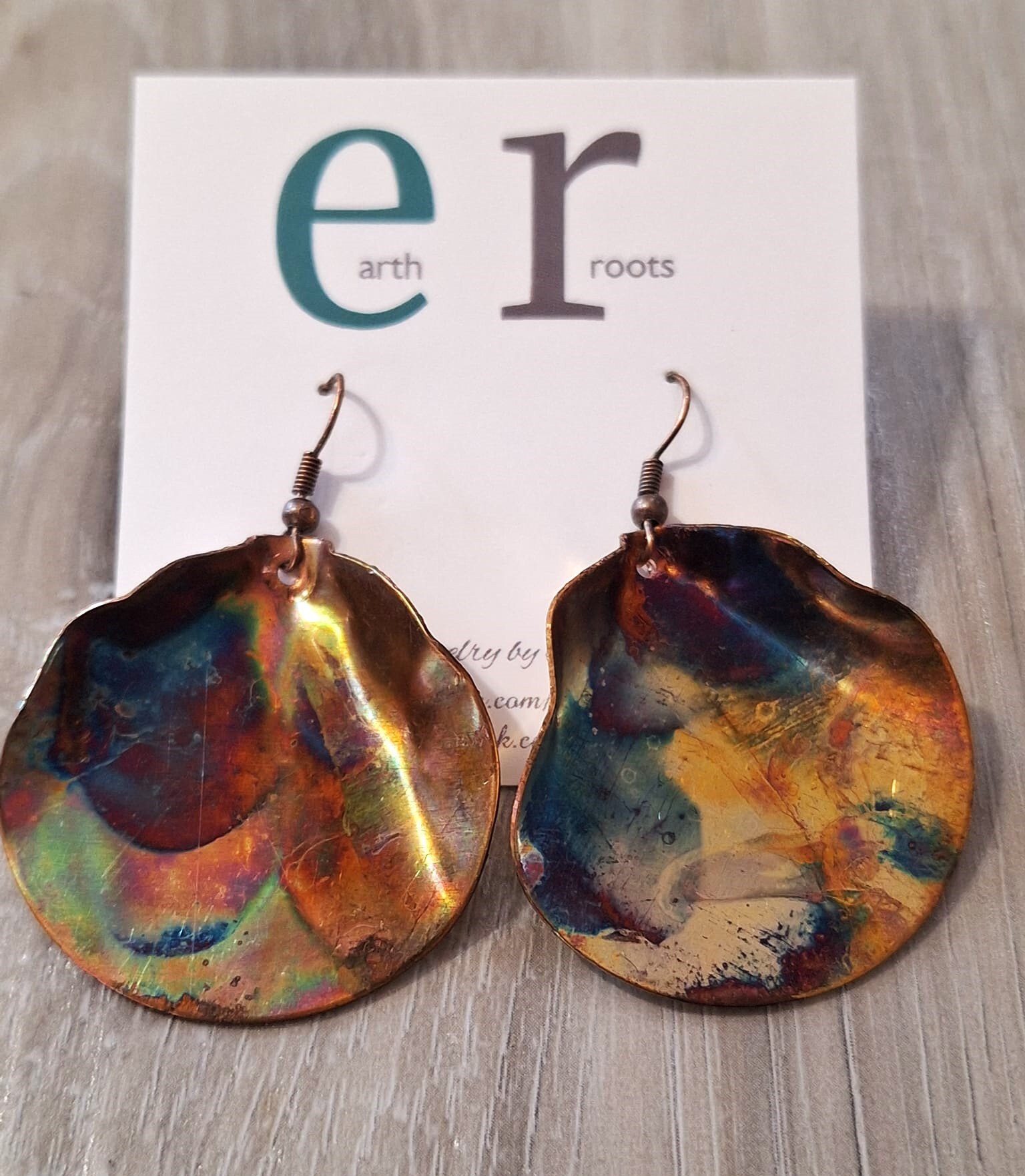 Boho Style Fire Painted Copper Disc Earrings//copper - Etsy