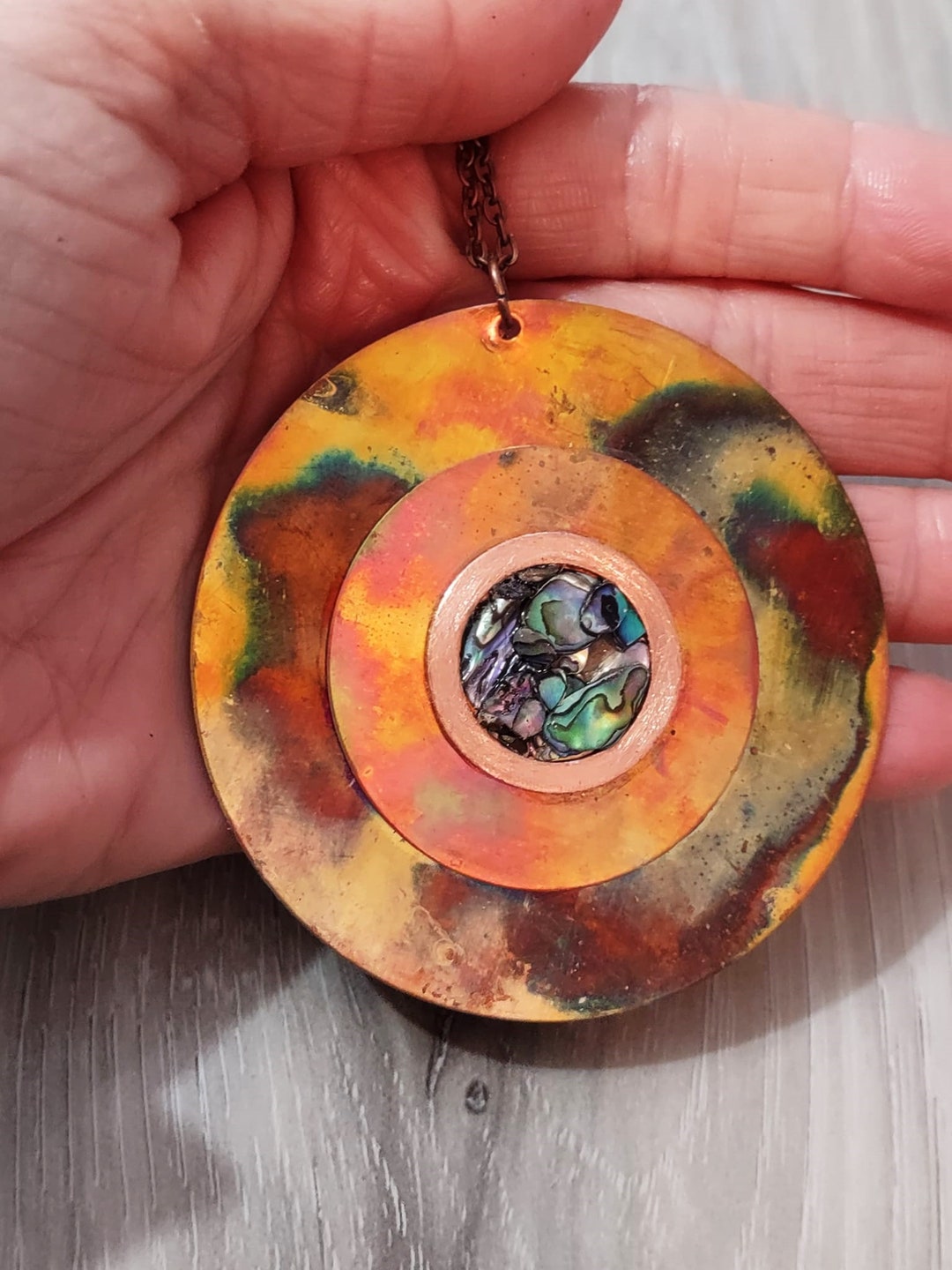 Boho Style Fire Painted Copper Statement Necklace//fire Painted Copper ...