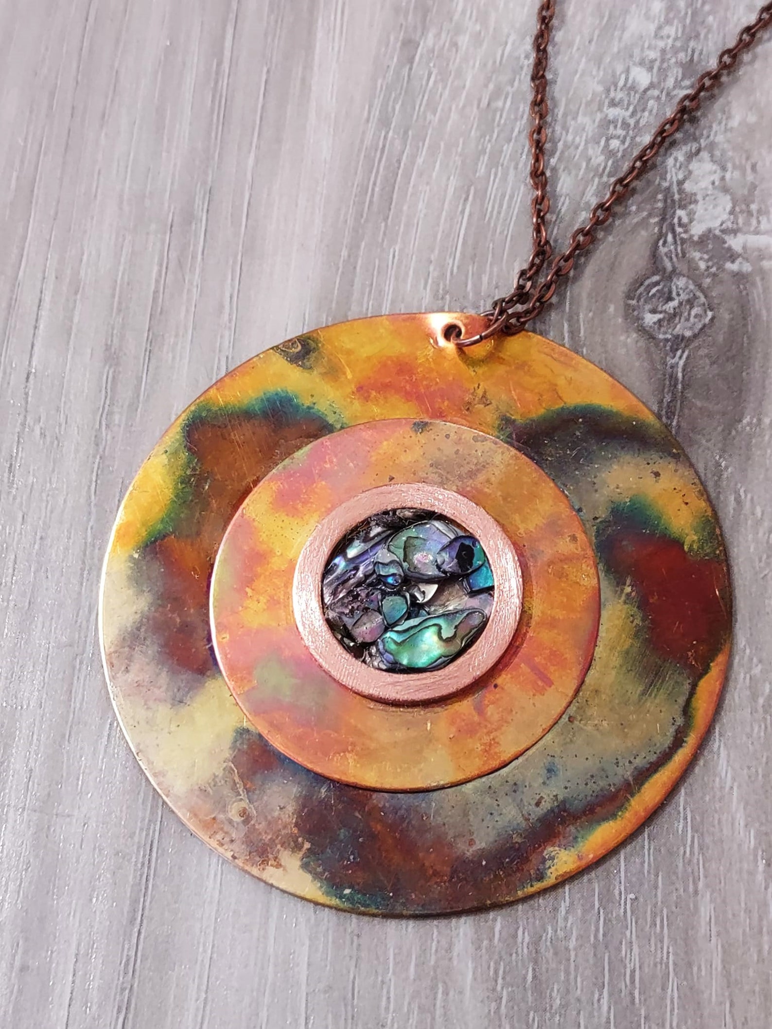 Boho Style Fire Painted Copper Statement Necklace//fire Painted Copper ...