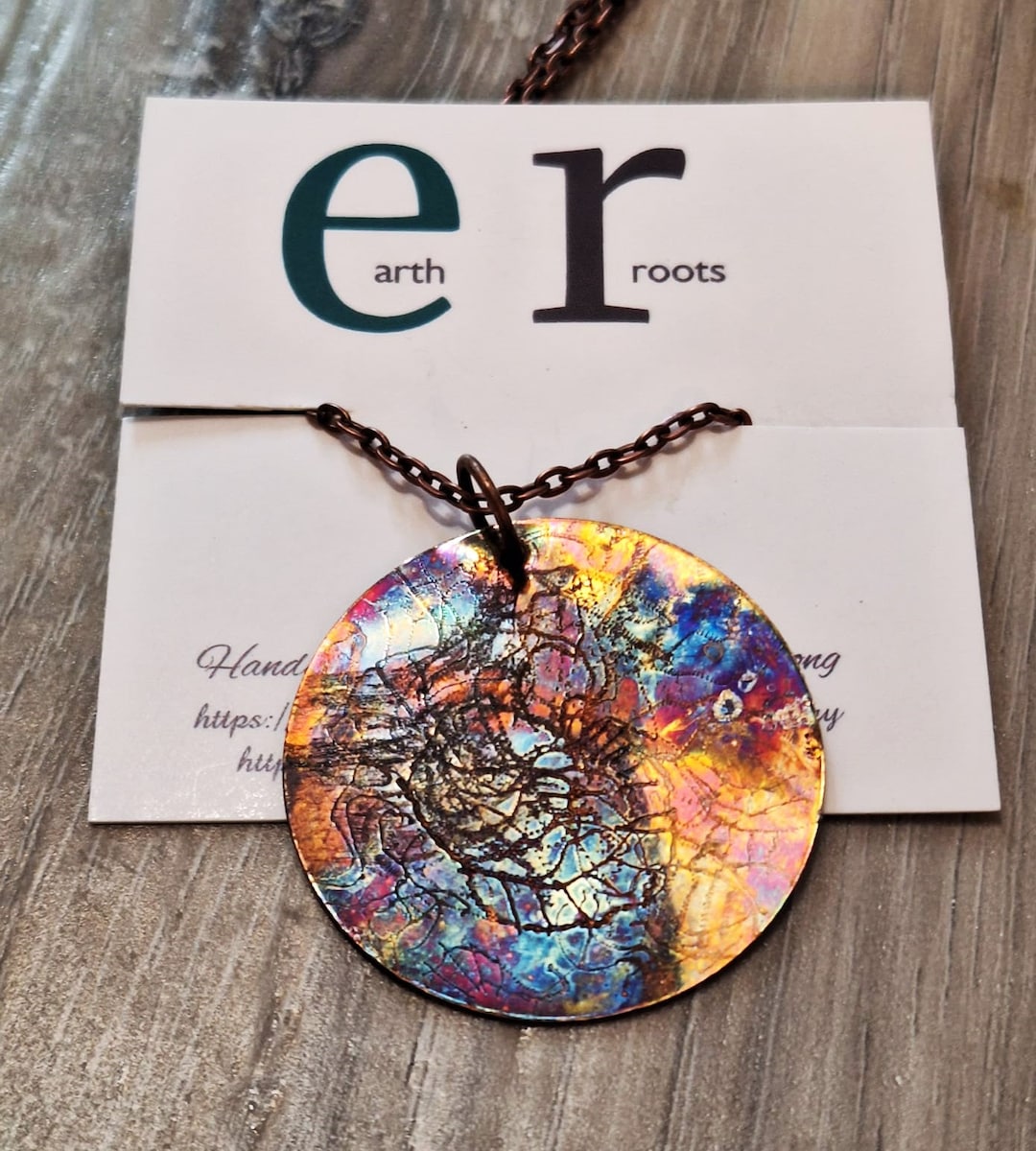 Boho Style Fire Painted Copper Pendant Necklace//fire Painted Copper ...