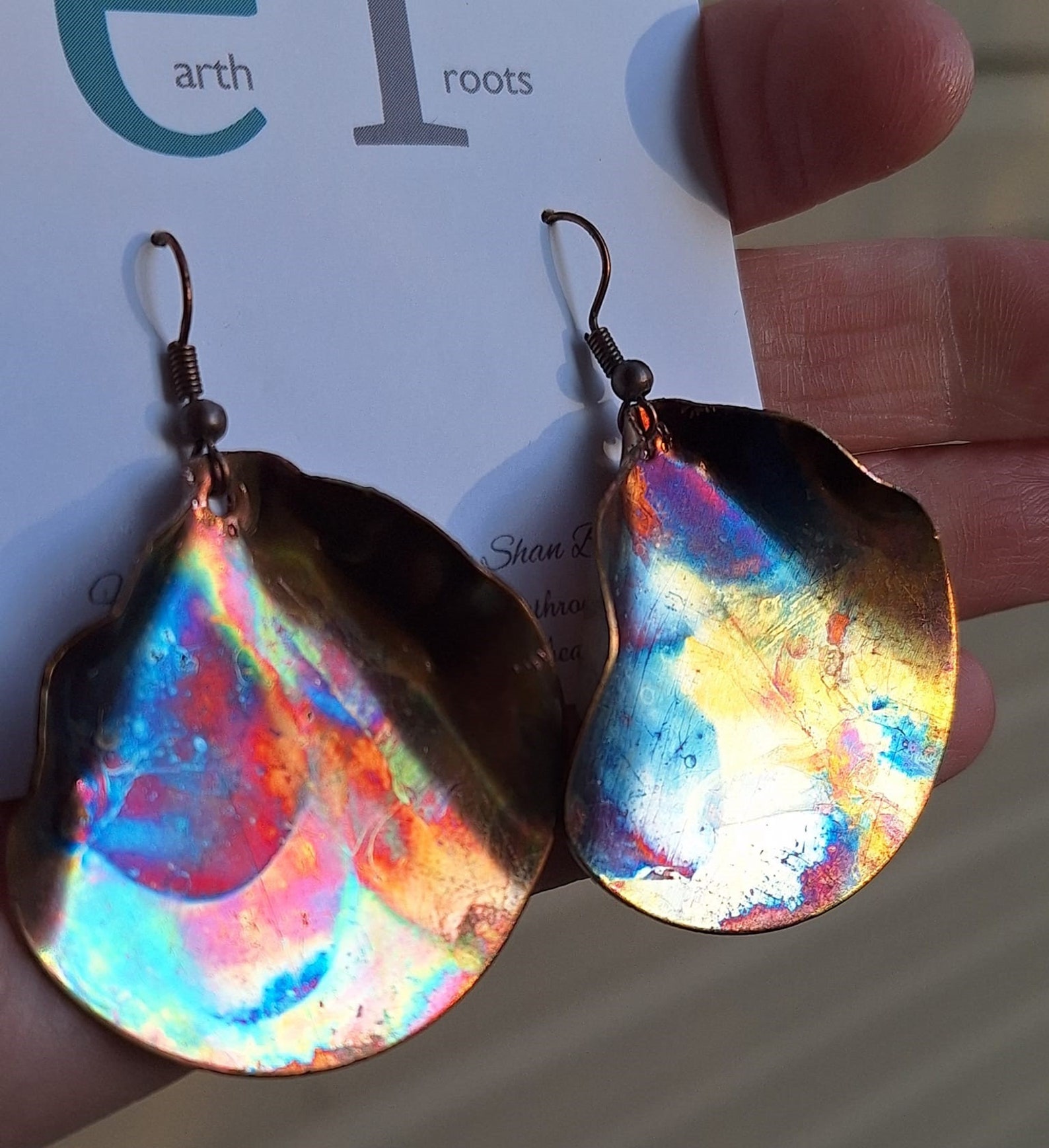 Boho Style Fire Painted Copper Disc Earrings//copper - Etsy