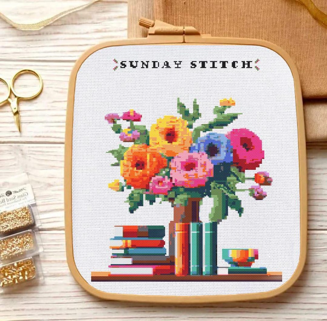 Sunday Stitch Cross Stitch Pattern, Still Life, Boquet of Flowers ...