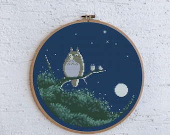 My Neighbor Totoro Night Branch Friends Kawaii Anime Cross Stitch ...