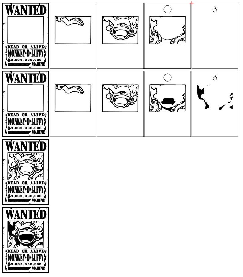 Monkey D Luffy Gear 5 Wanted 3D 5-layer and 1-layer Poster 4 Variants ...