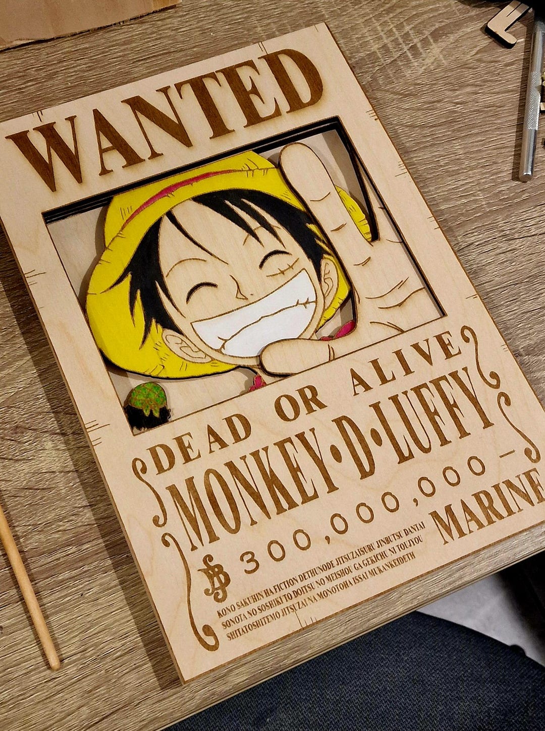 Monkey D Luffy Wanted 3D 5-layer Poster digital Laser Cut File Only ...