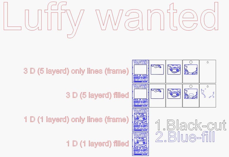 Monkey D Luffy Gear 5 Wanted 3D 5-layer and 1-layer Poster 4 Variants ...