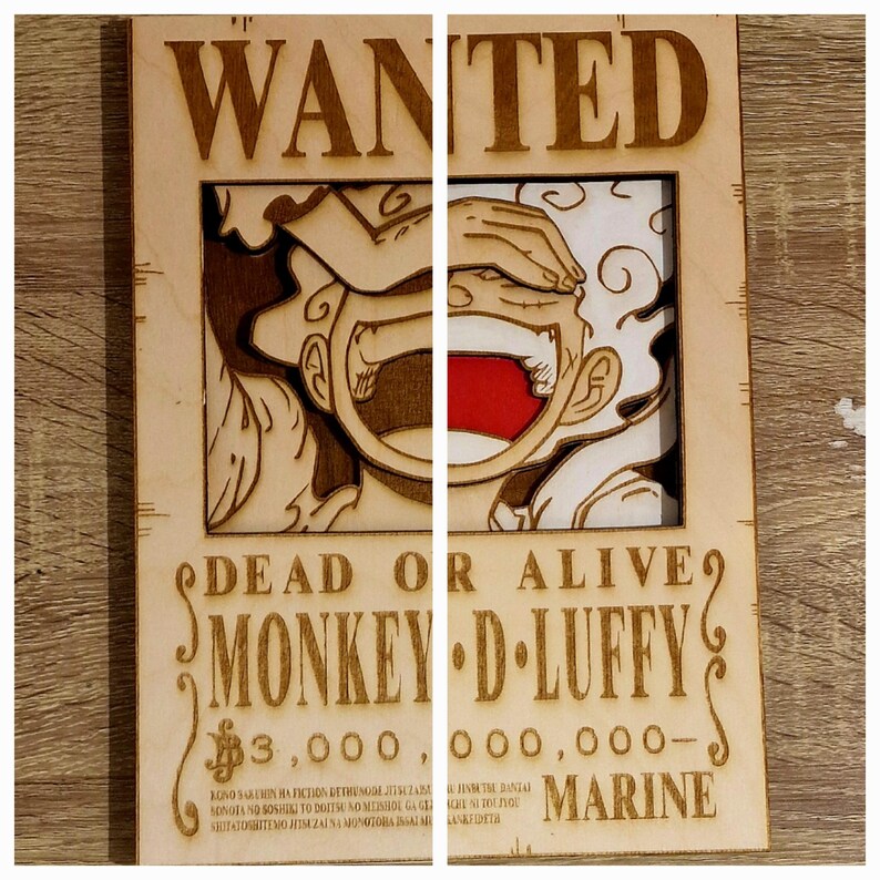 Monkey D Luffy Gear 5 Wanted 3D 5-layer and 1-layer Poster 4 Variants ...