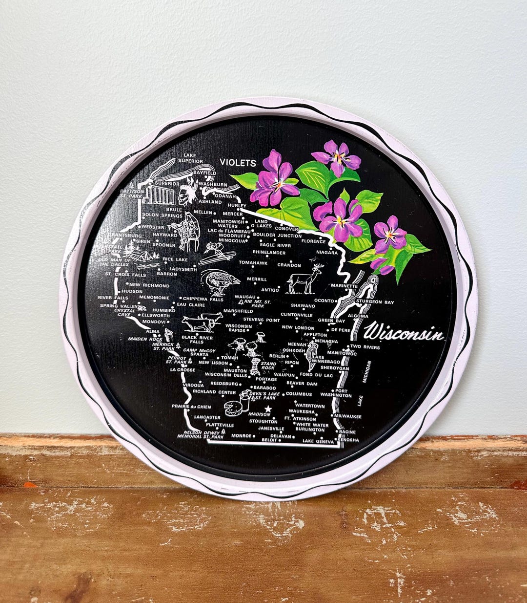 Vintage Mid-century Wisconsin Souvenir Tray State Souvenir Tray Vanity ...