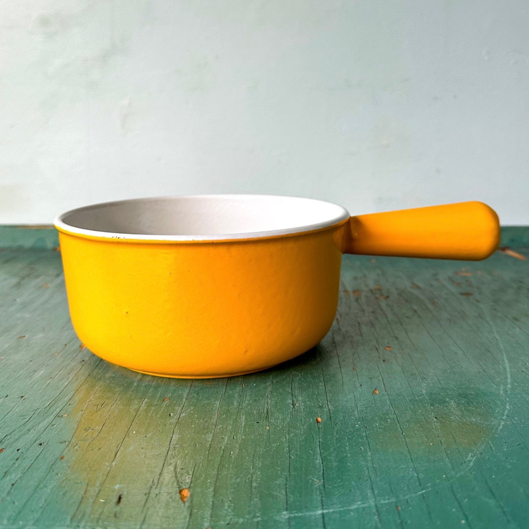 Vintage Yellow Cousances French Enameled Cast Iron Sauce Pan Yellow ...