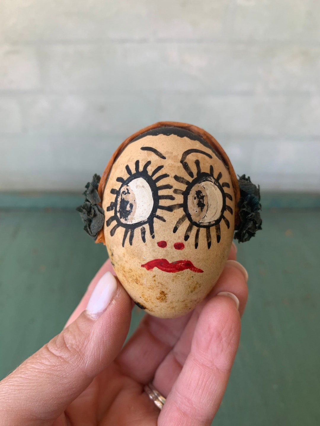 Vintage Hand Painted Egg Doll Curiosities Egg Head Egg Face Egg Doll ...
