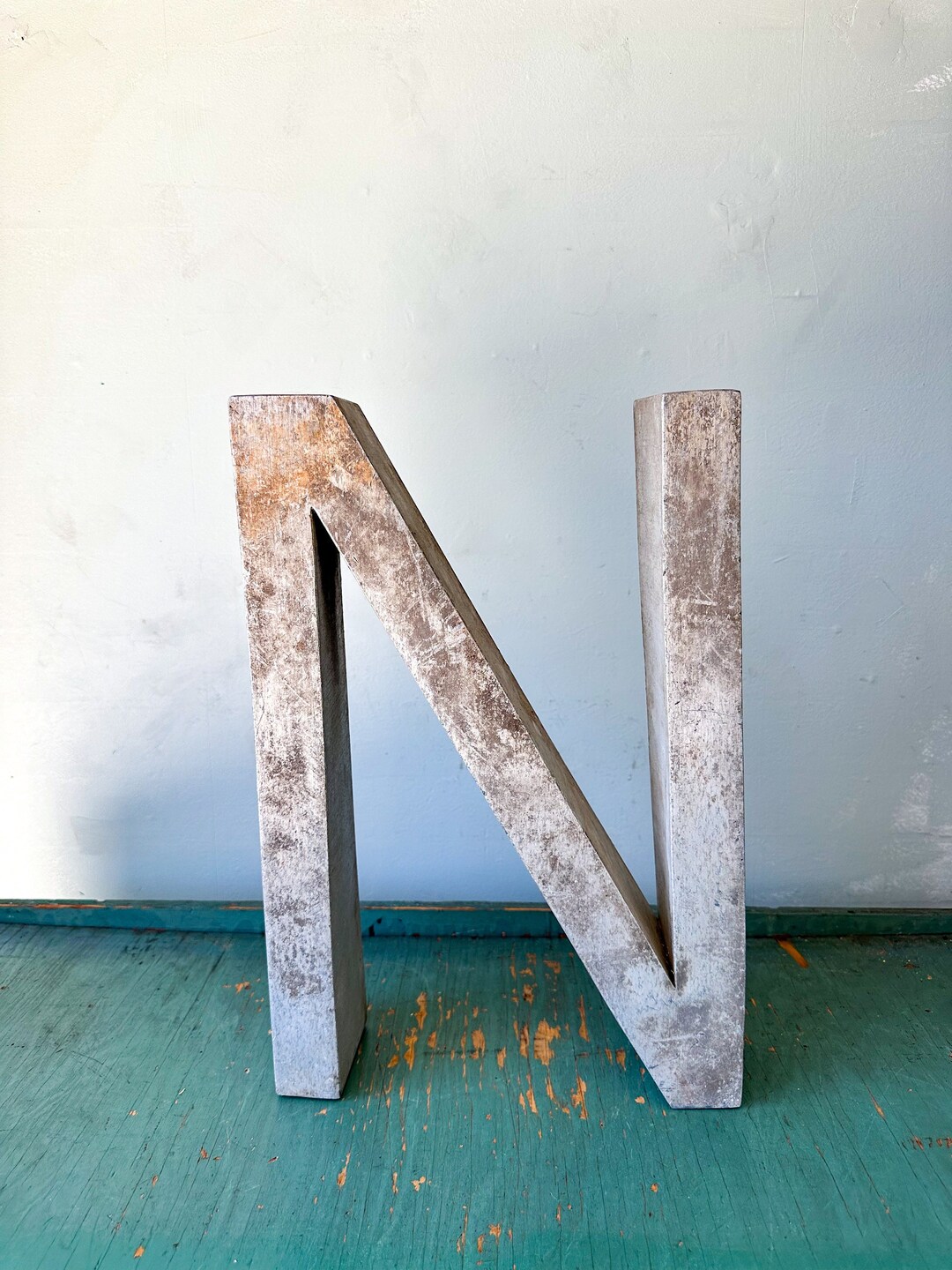 Large Vintage Modern Metal Signage Letter N Old Building Letter ...