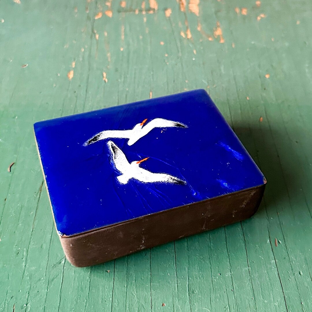 Vintage Mid Century Modern Bovano of Cheshire Cobalt Enamel Over Copper ...