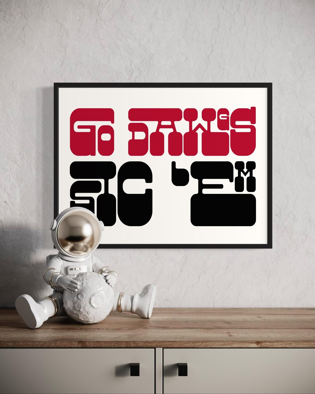 Go Dawgs Sic Em Retro Collegiate Poster - Bold Typography Digital Print ...