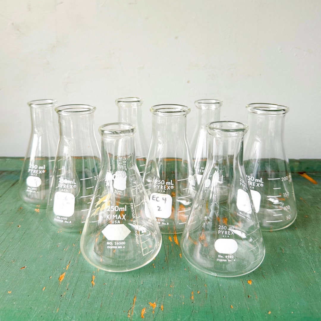 Vintage Set of 8 Assorted Pyrex and Kimax 250ml Glass Lab Beakers - Etsy