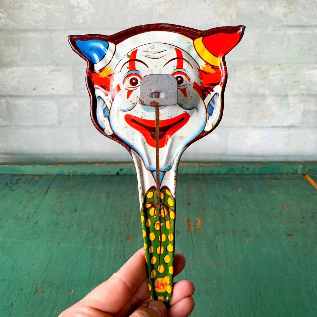 Vintage US Metal Toy Mfg. Co. Clown Noisemaker Clown Toy Clown Doll ...