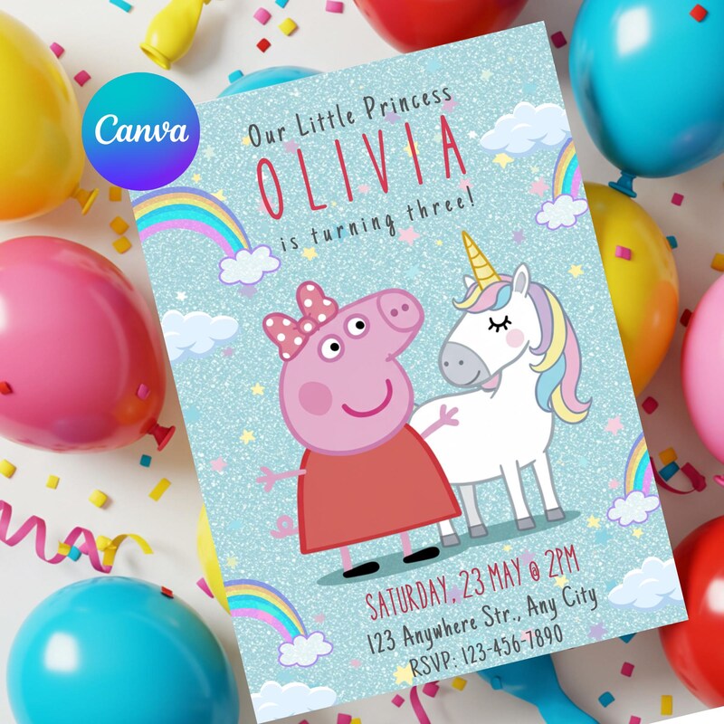 Peppa Pig Invitations - Etsy