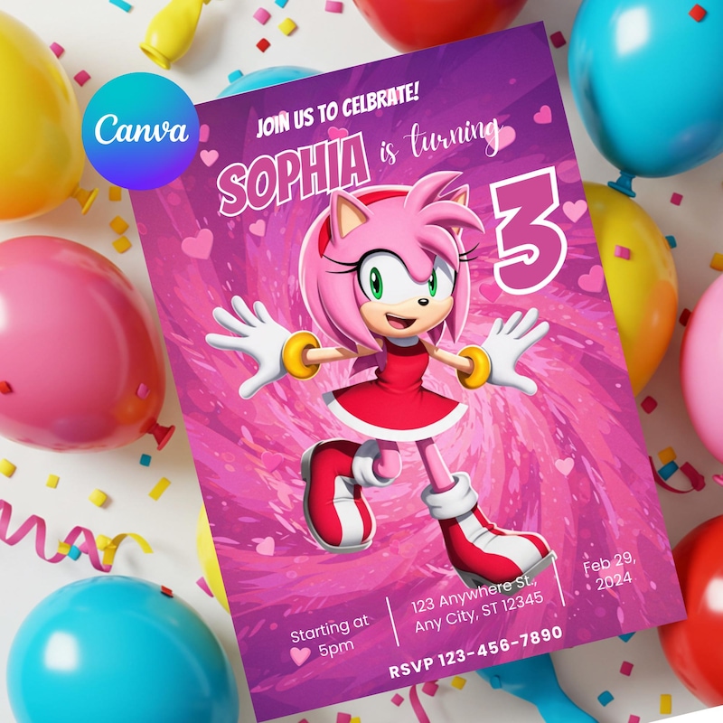 Sonic Amy Invitations - Etsy