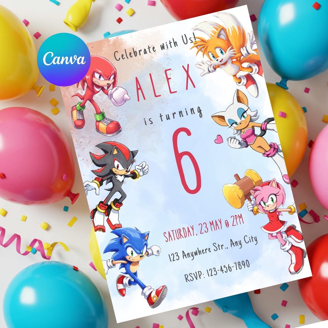 Invitación de Sonic the Hedgehog / Digital, Imprimir, Evite / Fiesta de ...
