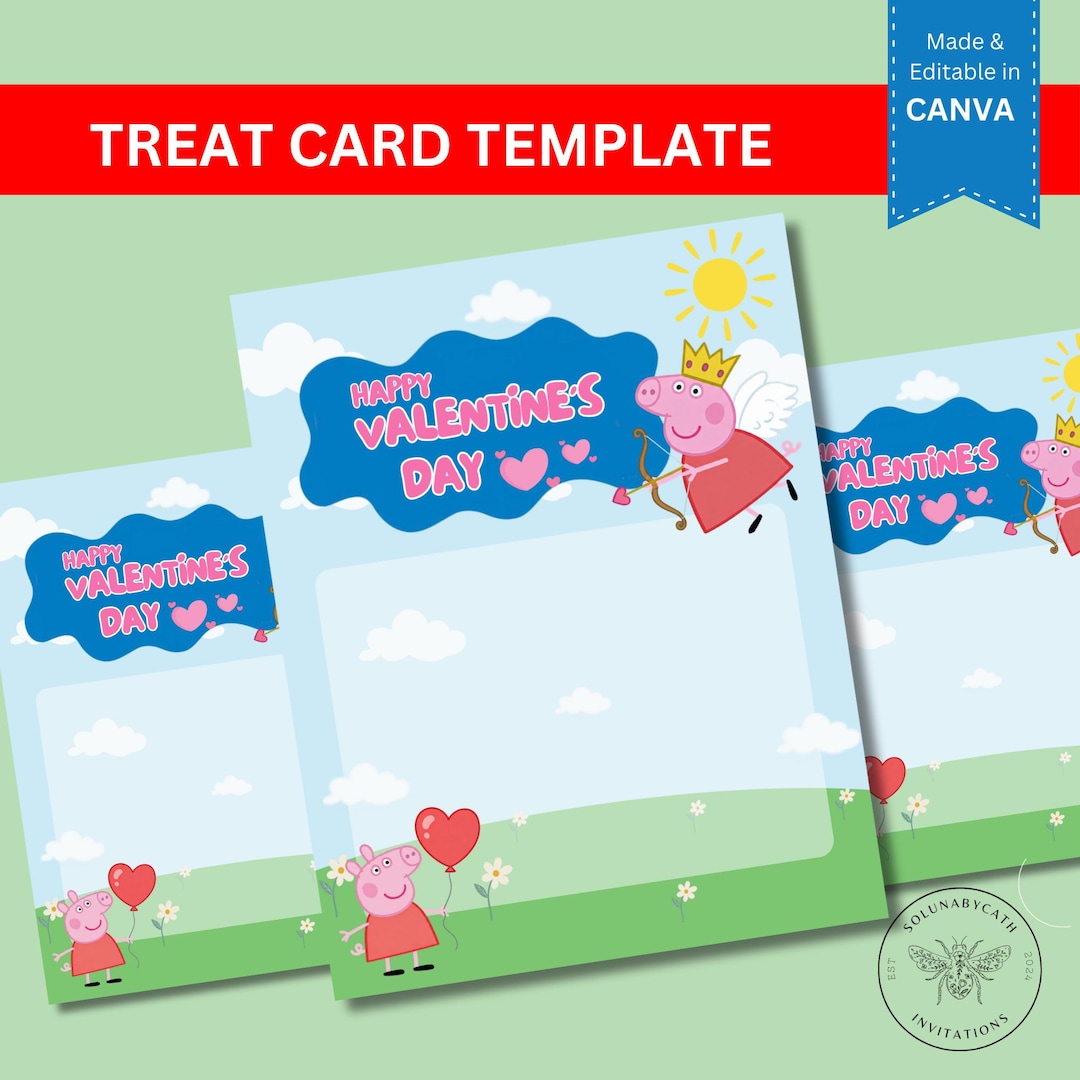 Peppa Pig Valentines Day Card, Treat Card Templates, Jumbo Valentines ...