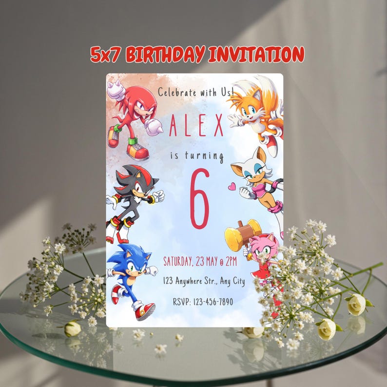 Invitación de Sonic the Hedgehog / Digital, Imprimir, Evite / Fiesta de ...