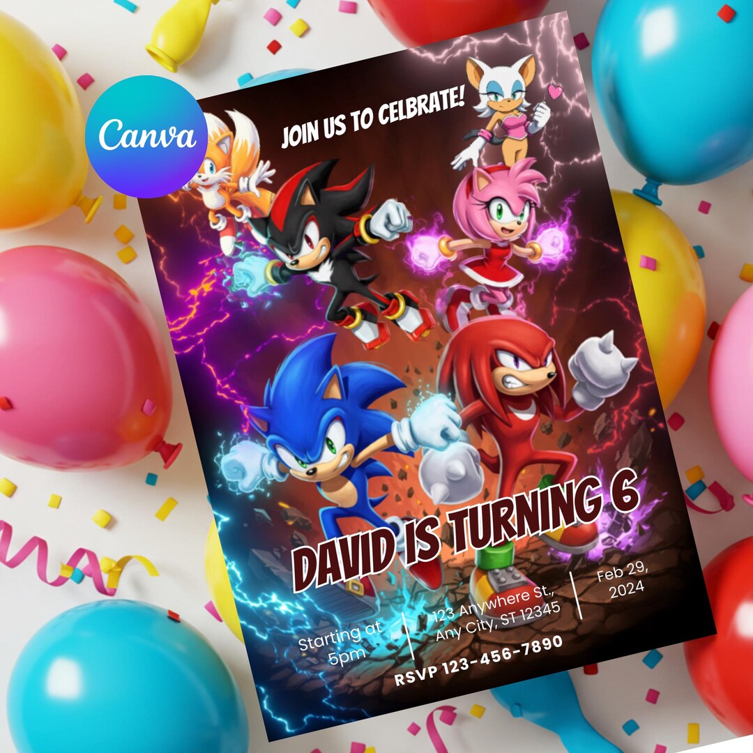 Sonic the Hedgehog Invitation | Digital, Print, Evite | Sonic Birthday ...
