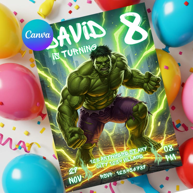 Hulk Invitations - Etsy