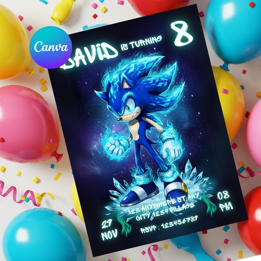 Sonic Birthday Invites: Digital & Print, Sonic 2, 3, Tails, Shadow ...